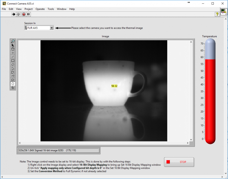 How to grab an image from a FLIR A35 A65 using LabVIEW - moviTHERM